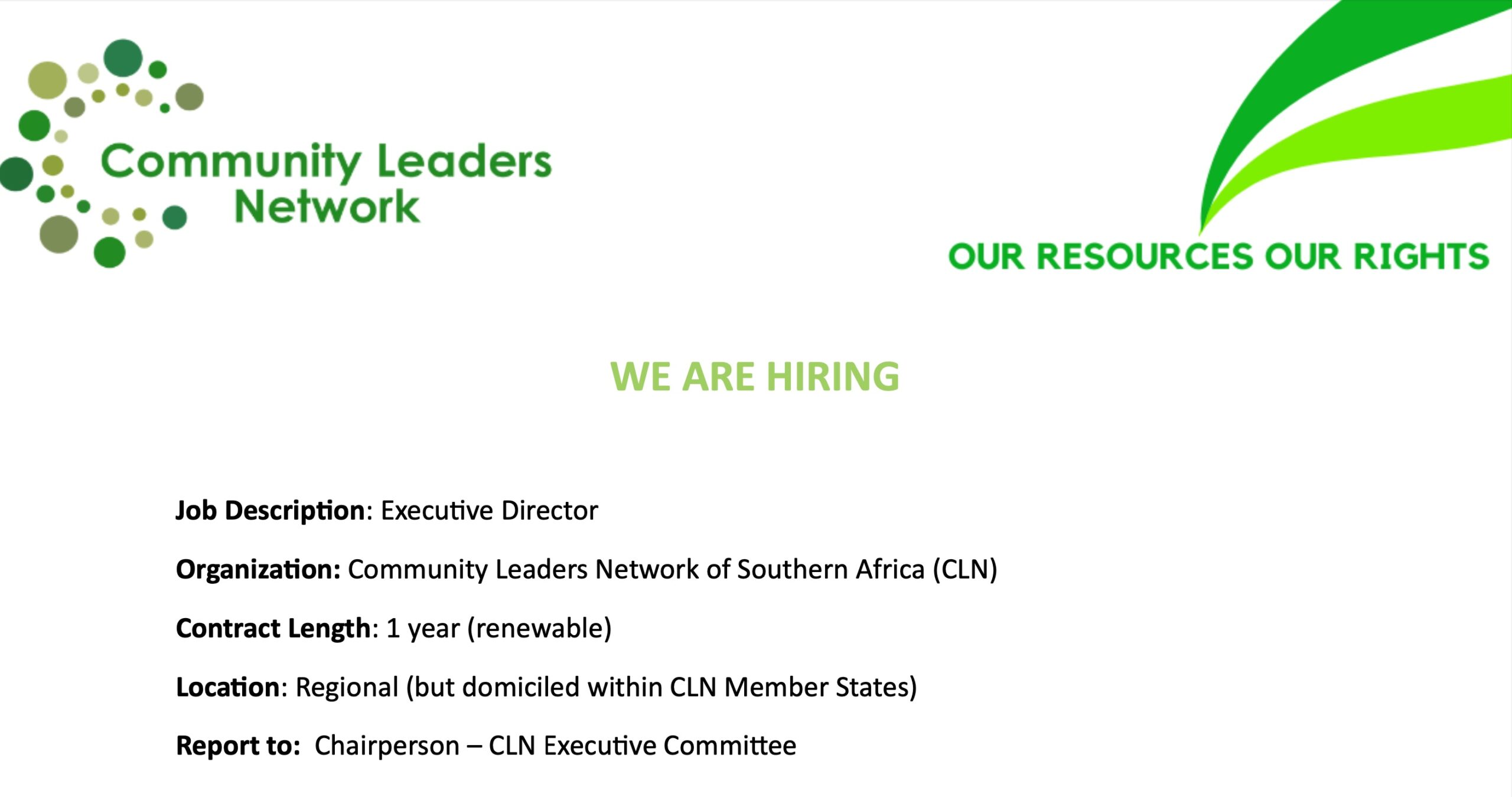 CLN are hiring an Executive Director